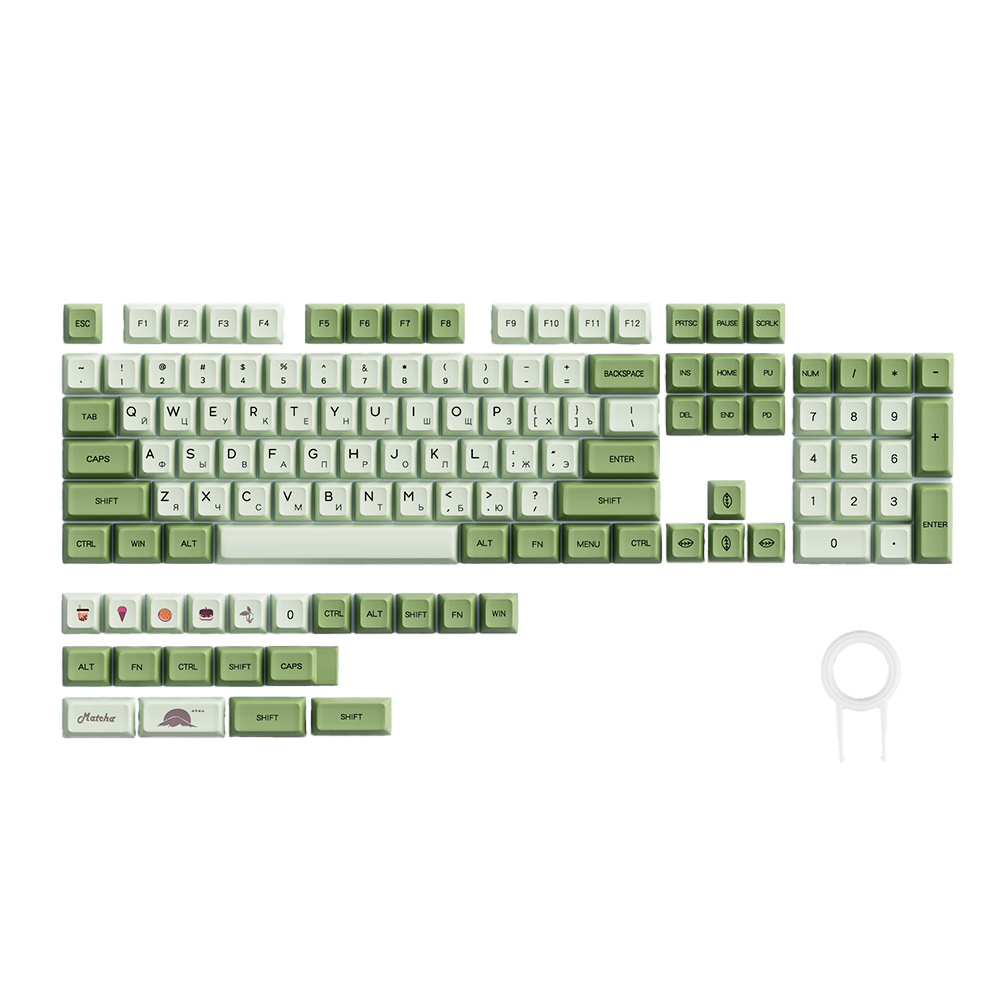 ANYMOB Keycap Keyboard Olive Green 124 Matcha Russian Dye Submlimation ...